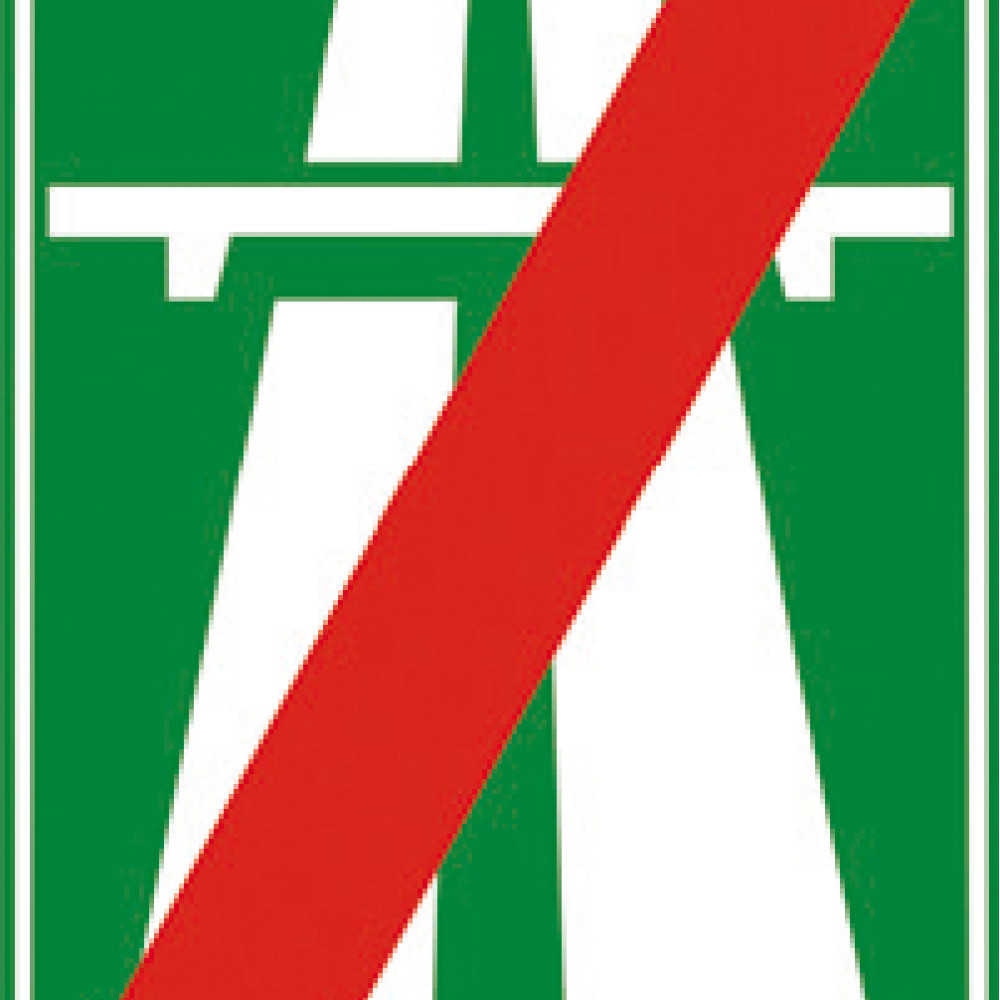 Fine autostrada (colore di fondo verde), fine strada extraurbana ...