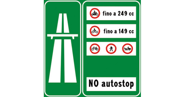 Preavviso di inizio autostrada, preavviso di inizio strada extraurbana ...