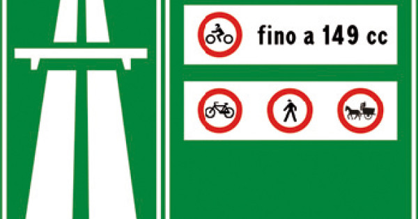 Preavviso di inizio autostrada, preavviso di inizio strada extraurbana ...