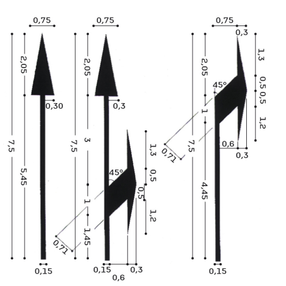 Frecce direzionali per strade extraurbane
